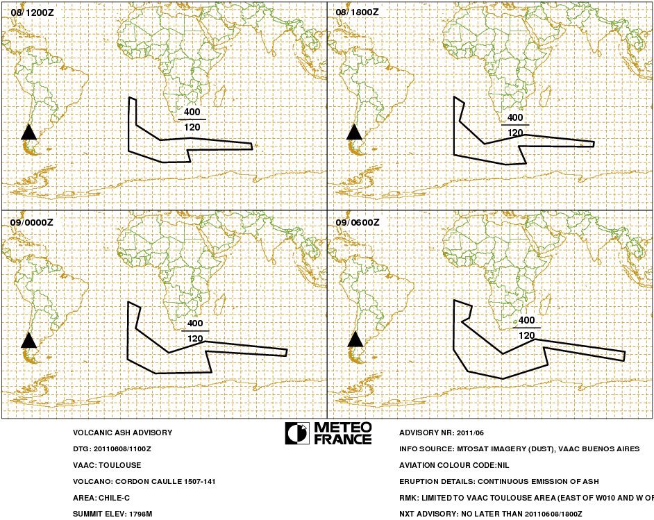 CORDON CAULLE - 2011-06-08 11:00 utc · VAAC Toulouse